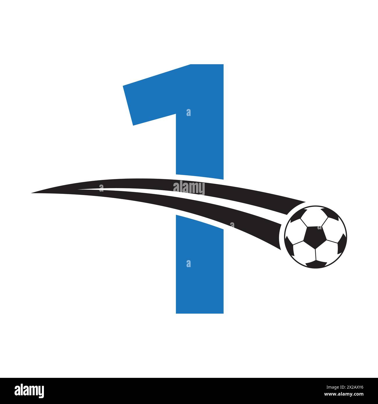 Football Logo On Letter 1 Concept With Moving Football Symbol. Soccer ...