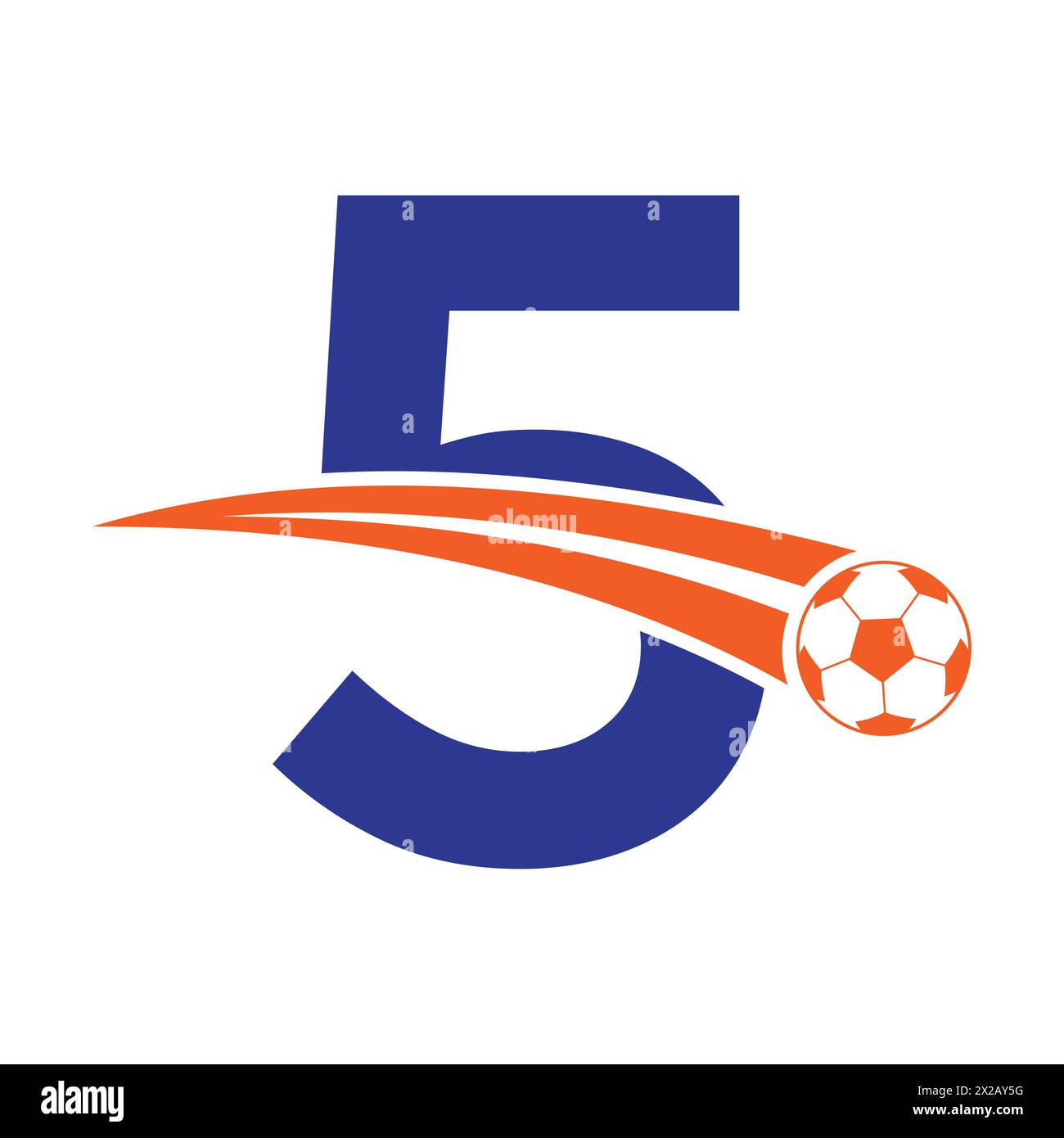 Football Logo On Letter 5 Concept With Moving Football Symbol. Soccer ...