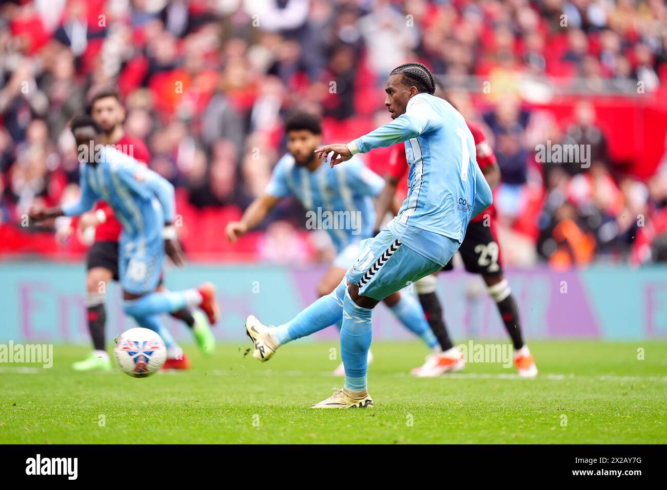 Coventry City's Haji Wright scores their side's third goal of the game ...