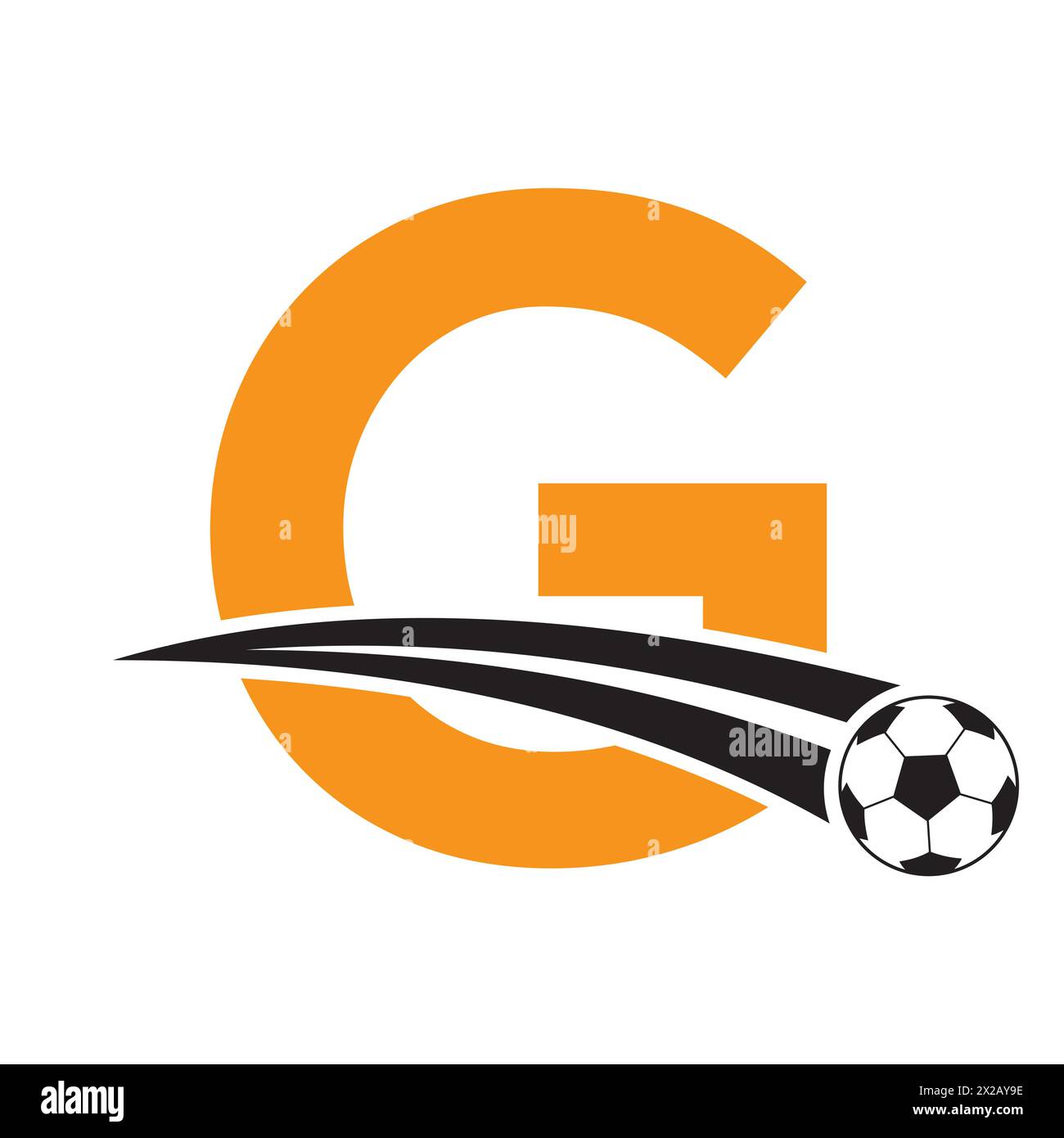 Football Logo On Letter G Concept With Moving Football Symbol. Soccer ...