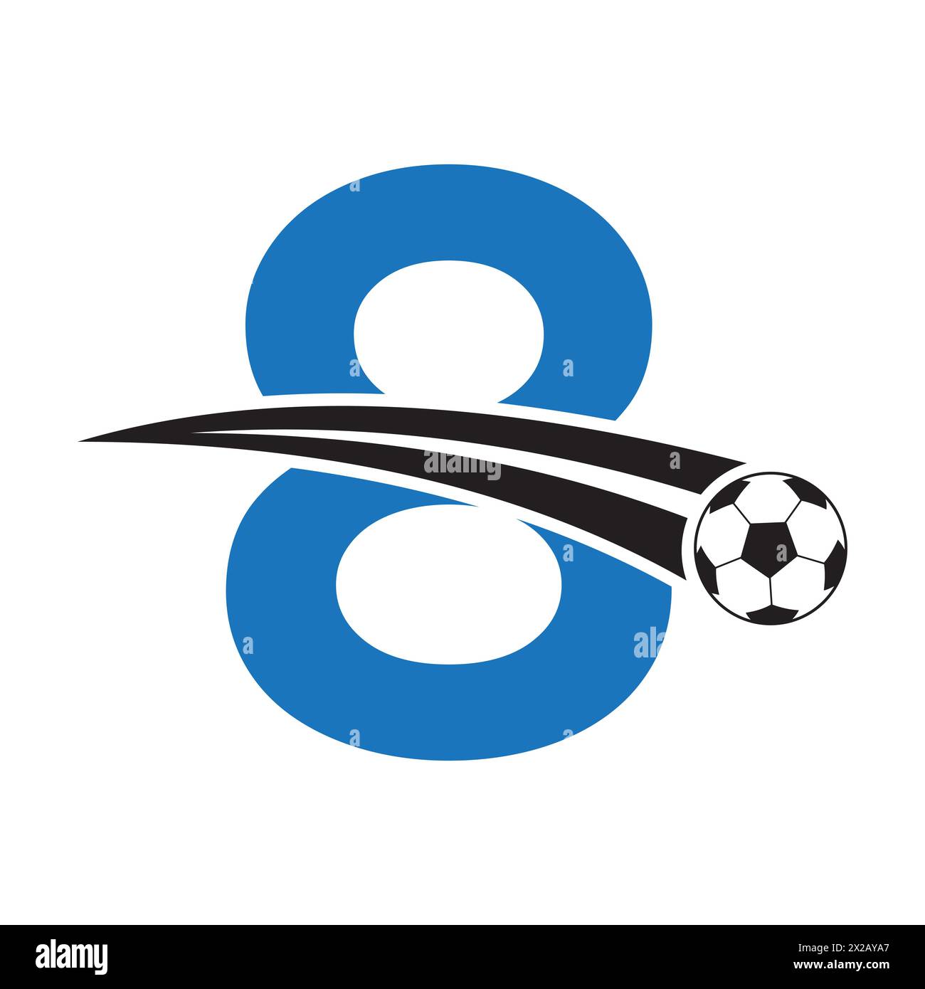 Football Logo On Letter 8 Concept With Moving Football Symbol. Soccer ...