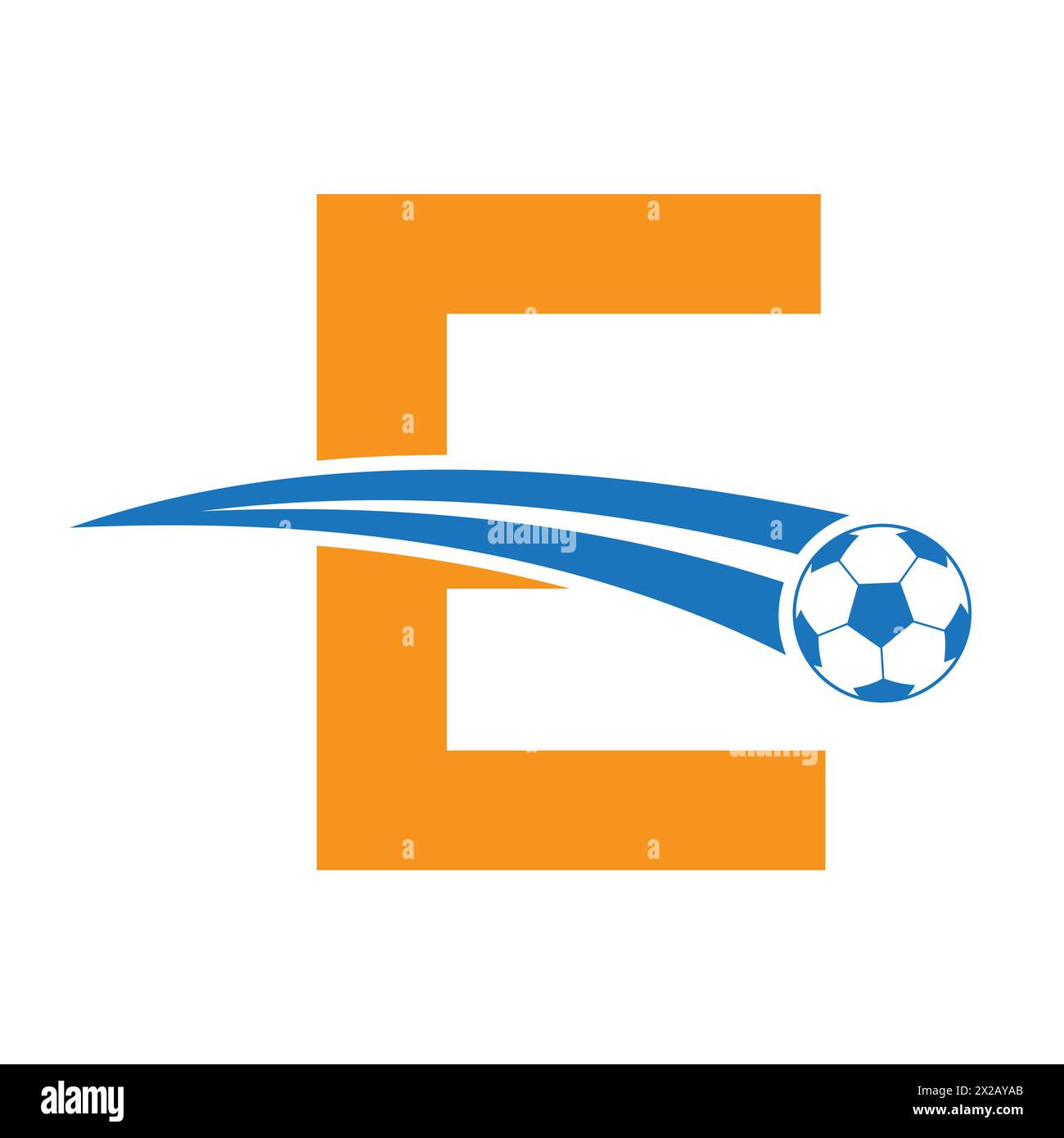 Football Logo On Letter E Concept With Moving Football Symbol. Soccer ...