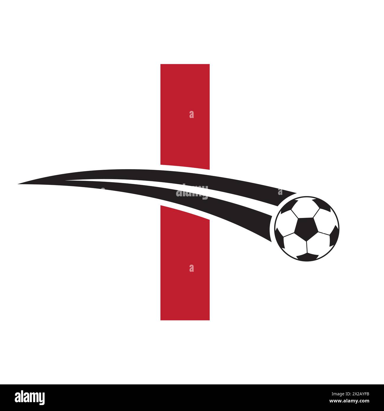 Football Logo On Letter I Concept With Moving Football Symbol. Soccer ...