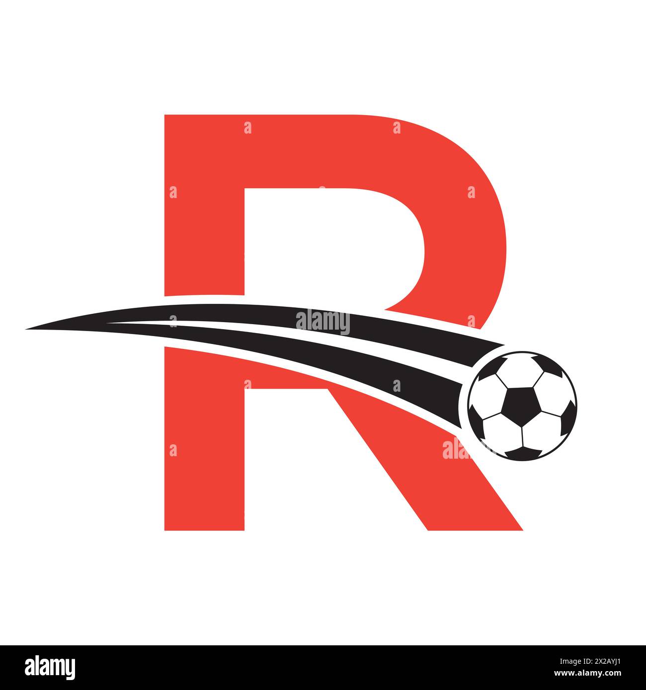 Football Logo On Letter R Concept With Moving Football Symbol. Soccer ...