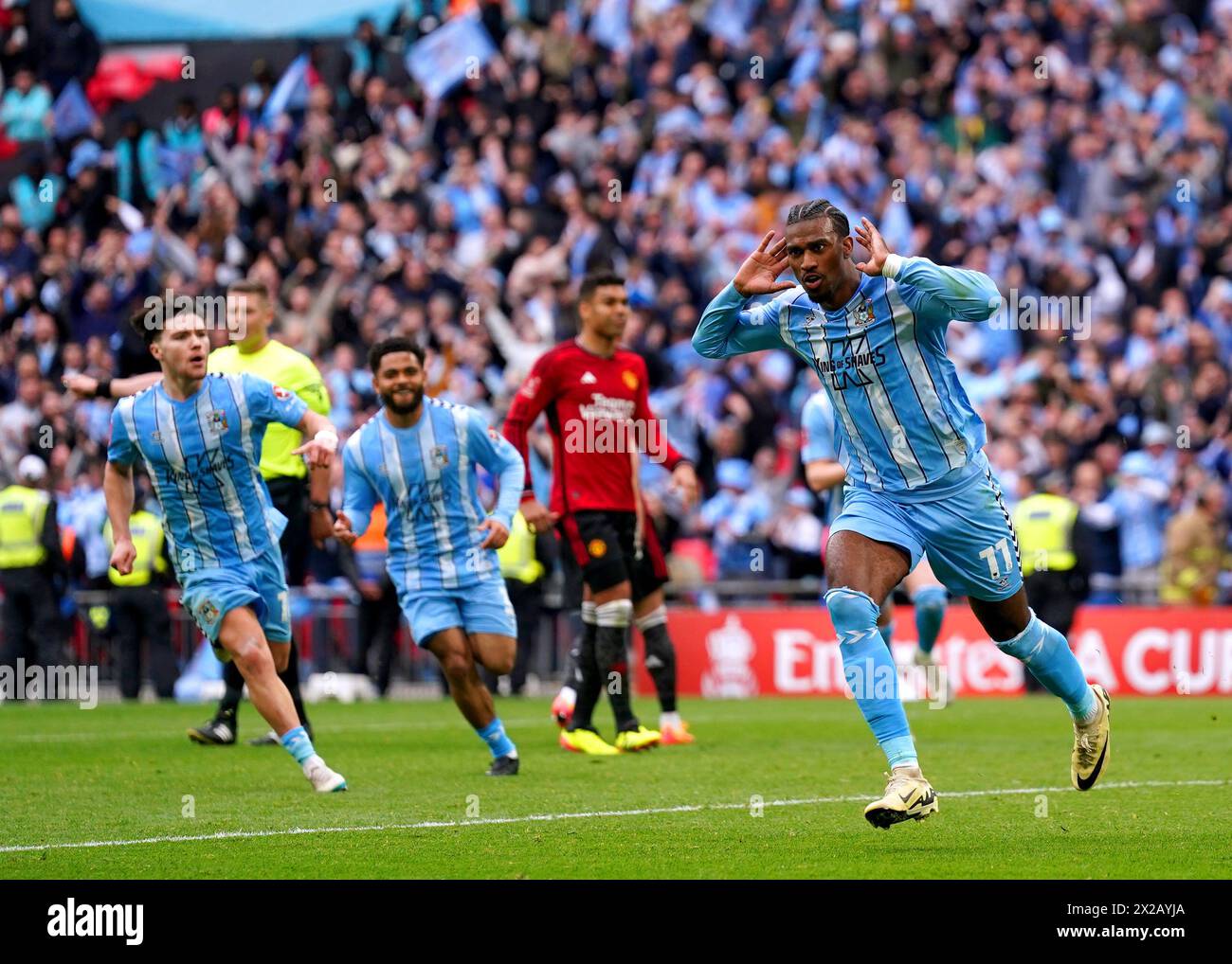 Coventry City's Haji Wright celebrates after scoring their side's third ...