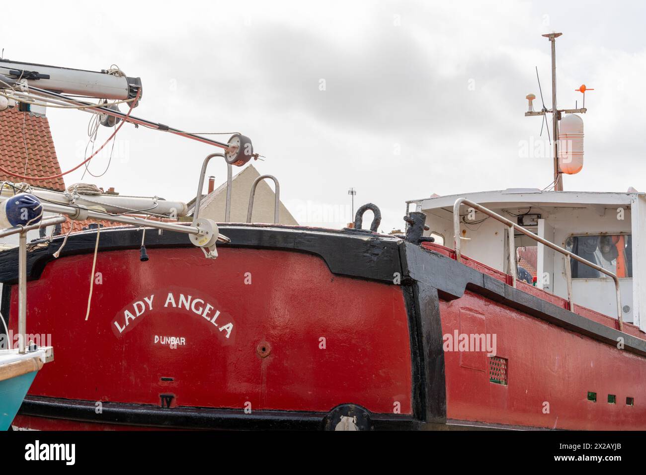 The boat, Lady Angela in the harbour of Dunbar, Scotland, UK Stock ...