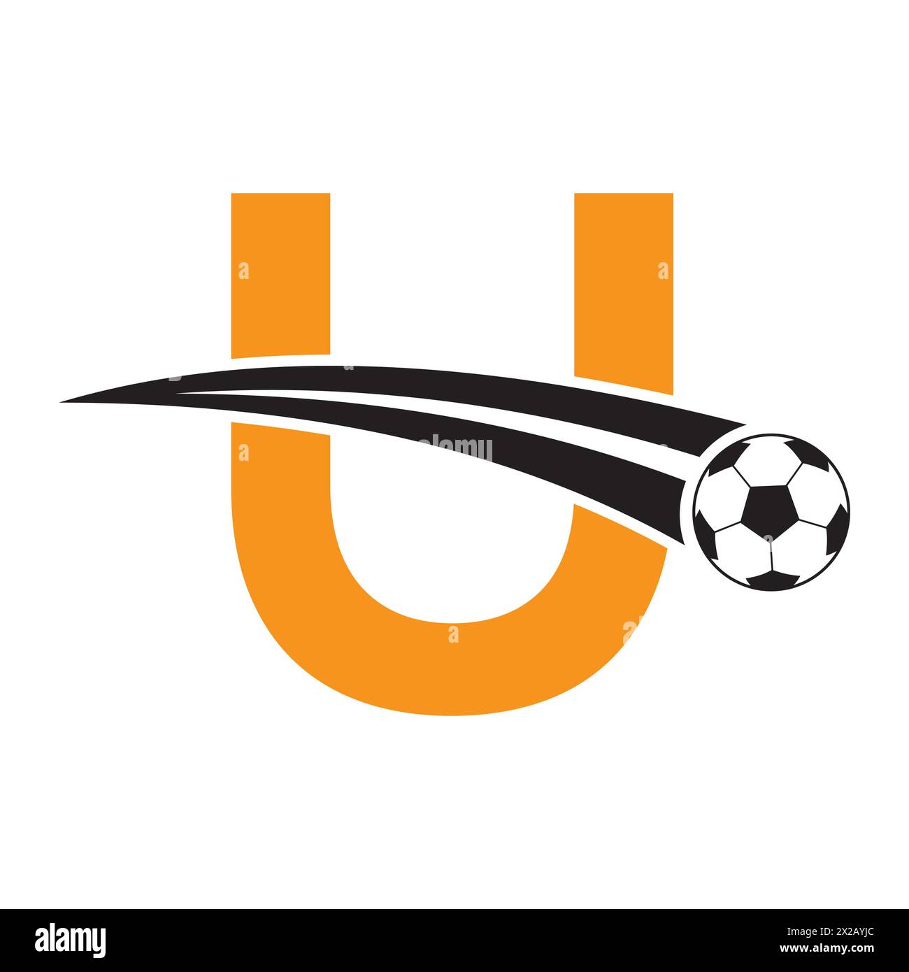 Football Logo On Letter U Concept With Moving Football Symbol. Soccer ...