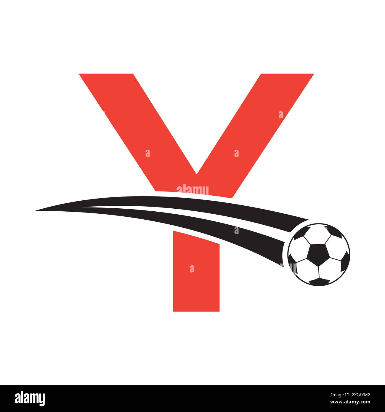 Football Logo On Letter Y Concept With Moving Football Symbol. Soccer ...