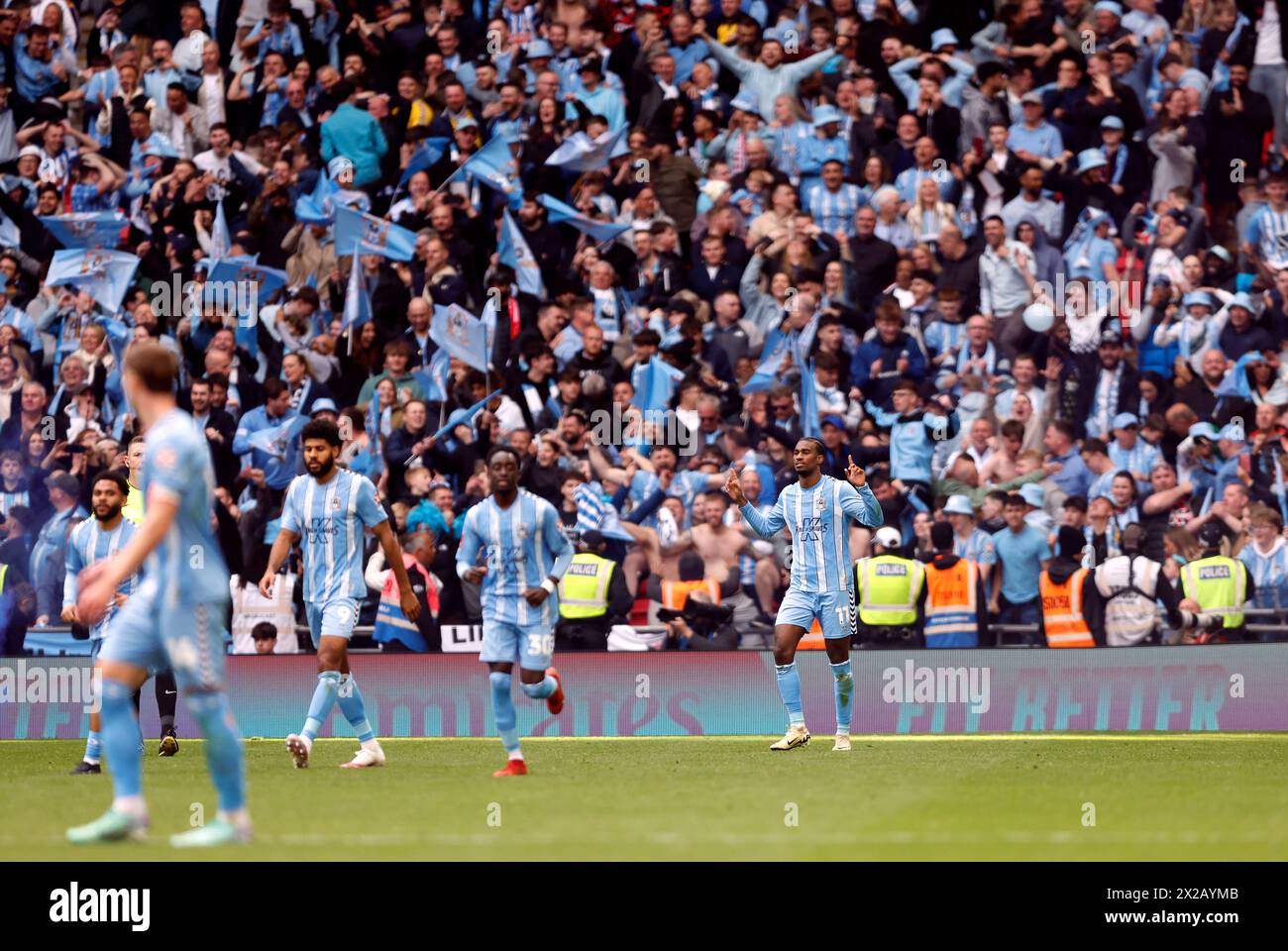 Coventry City's Haji Wright celebrates scoring their side's third goal ...