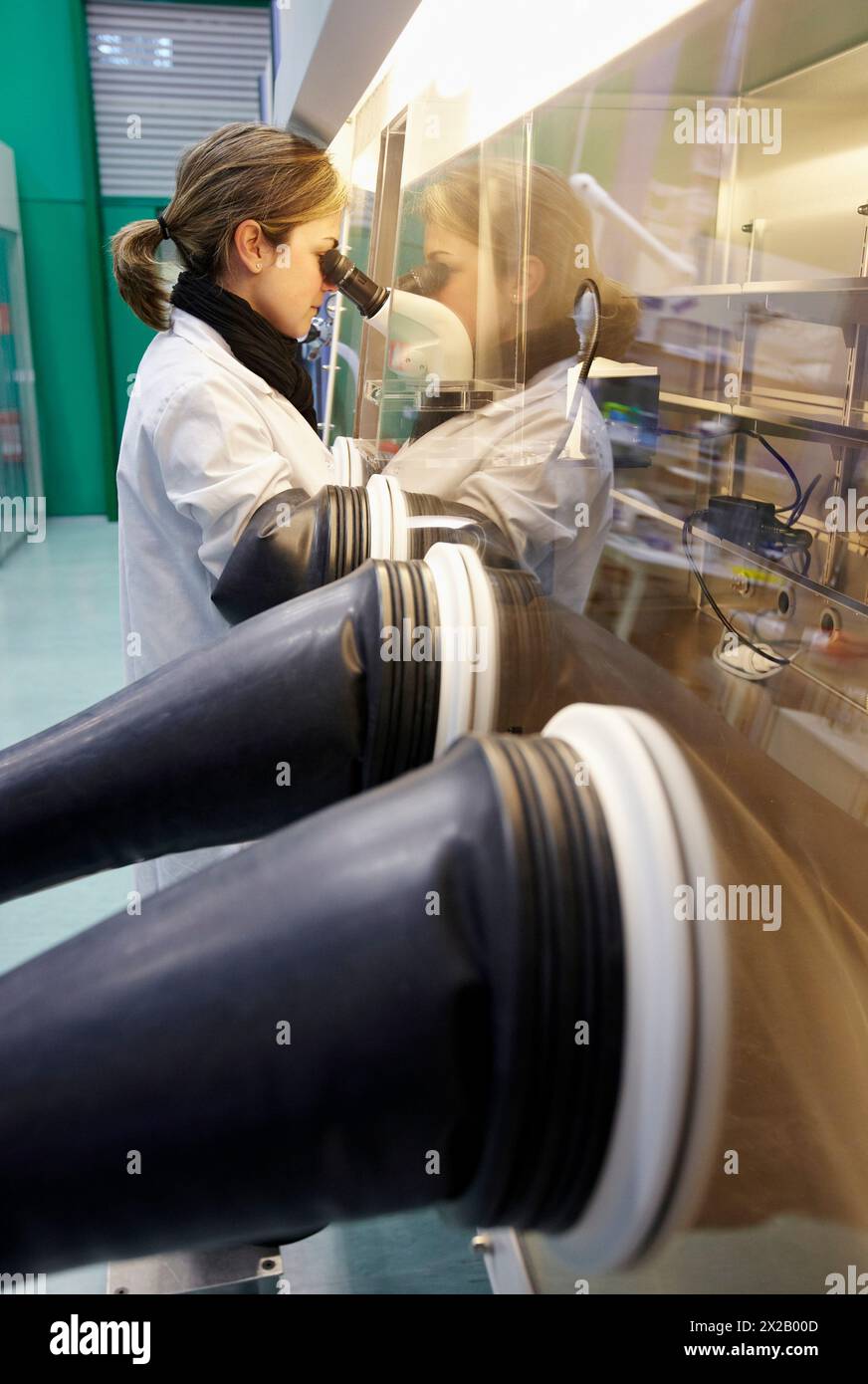 Preparing samples in inert atmosphere, controlled atmosphere glove box ...