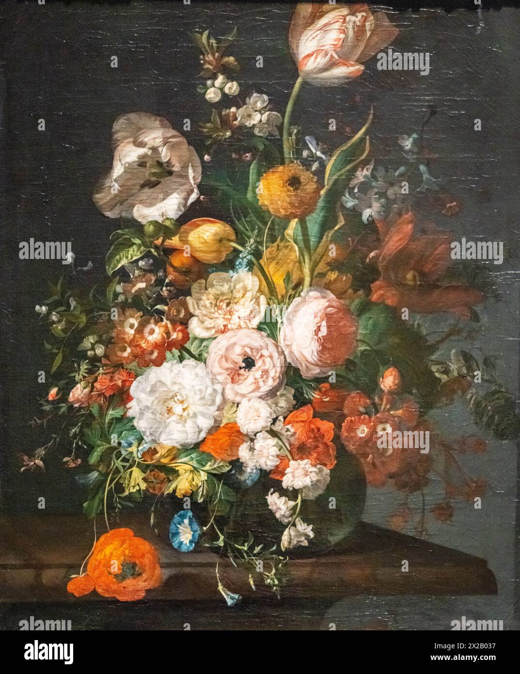 Sill Life with Flowers in a Glass Vase, Rachel Ruysch, oil on canvas ...