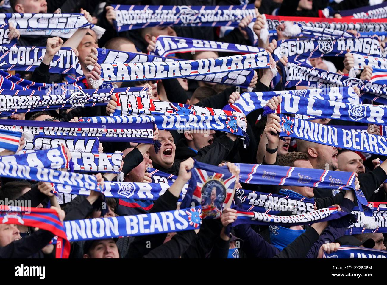Rangers fans show their support in the stands during the Scottish Gas ...