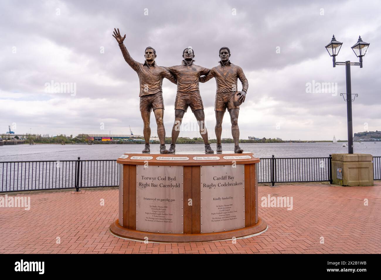 Statue celebrating three of Cardiff''s rugby players who successfully ...