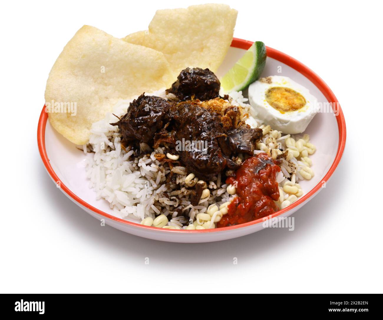 nasi rawon, black beef soup with rice. Indonesian cuisine Stock Photo ...