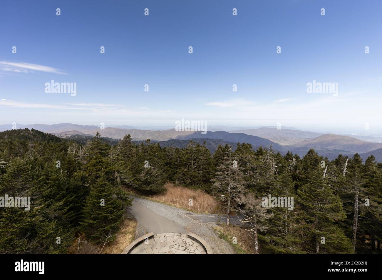 Clingmans Dome is located in the Great Smoky Mountains National Park in North Carolina with a ...