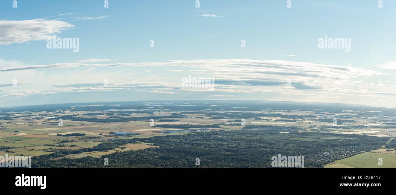 The landscape of the land of Lithuania from a bird's eye view, wide ...