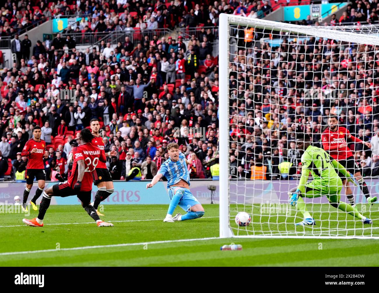 Coventry City's Victor Torp scores before it is then disallowed ...