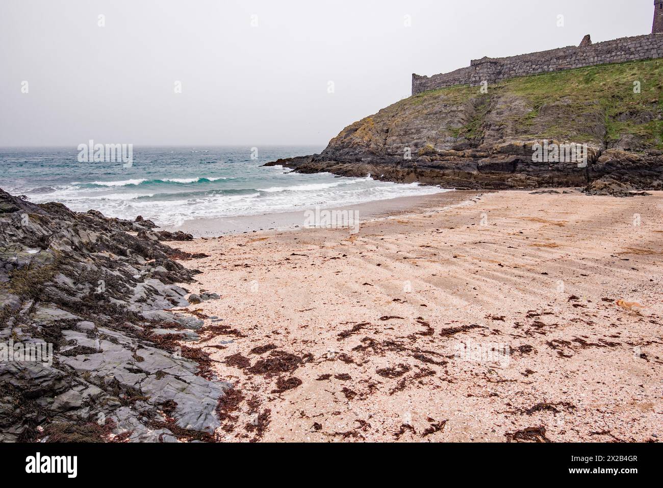 Sandy beaches at Peel on the isle of Man. This is Fenella beach Peel ...