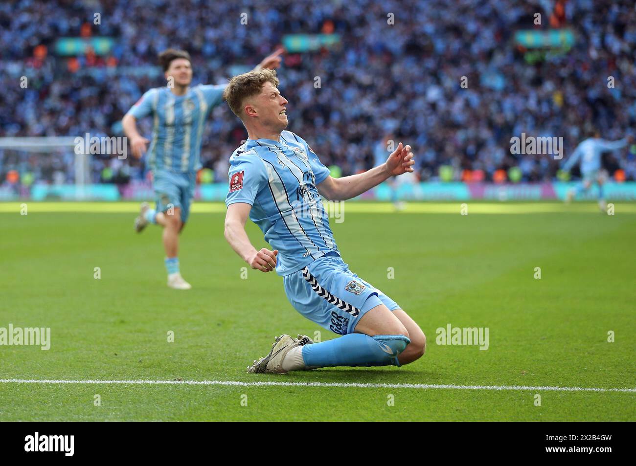 Coventry City's Victor Torp celebrates scoring their side's fourth goal ...