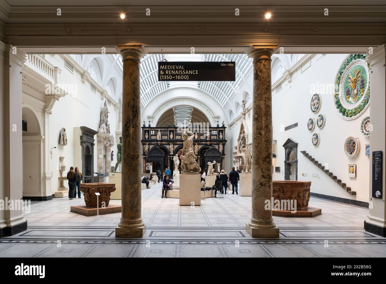 Medieval and Renaissance 1350 - 1600 wing at the V&A museum with ...