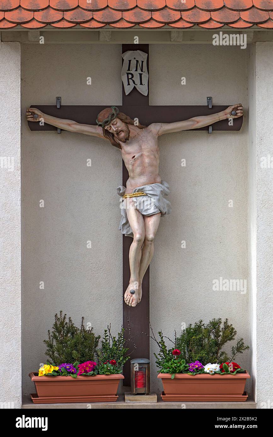 Christ's Cross in the churchyard of St Oswald's Church, Baunach, Upper ...