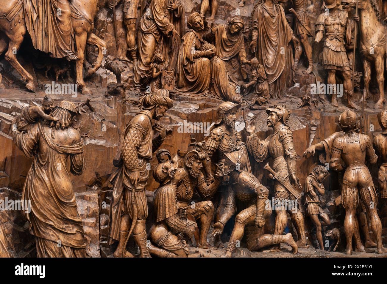Detail of an altarpiece showing the crucifixion in pearwood. 1527-33 ...
