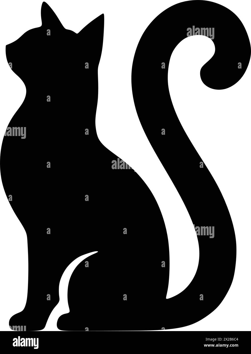 Cat silhouette icon, vector black cat minimal shape kitty clip art in ...