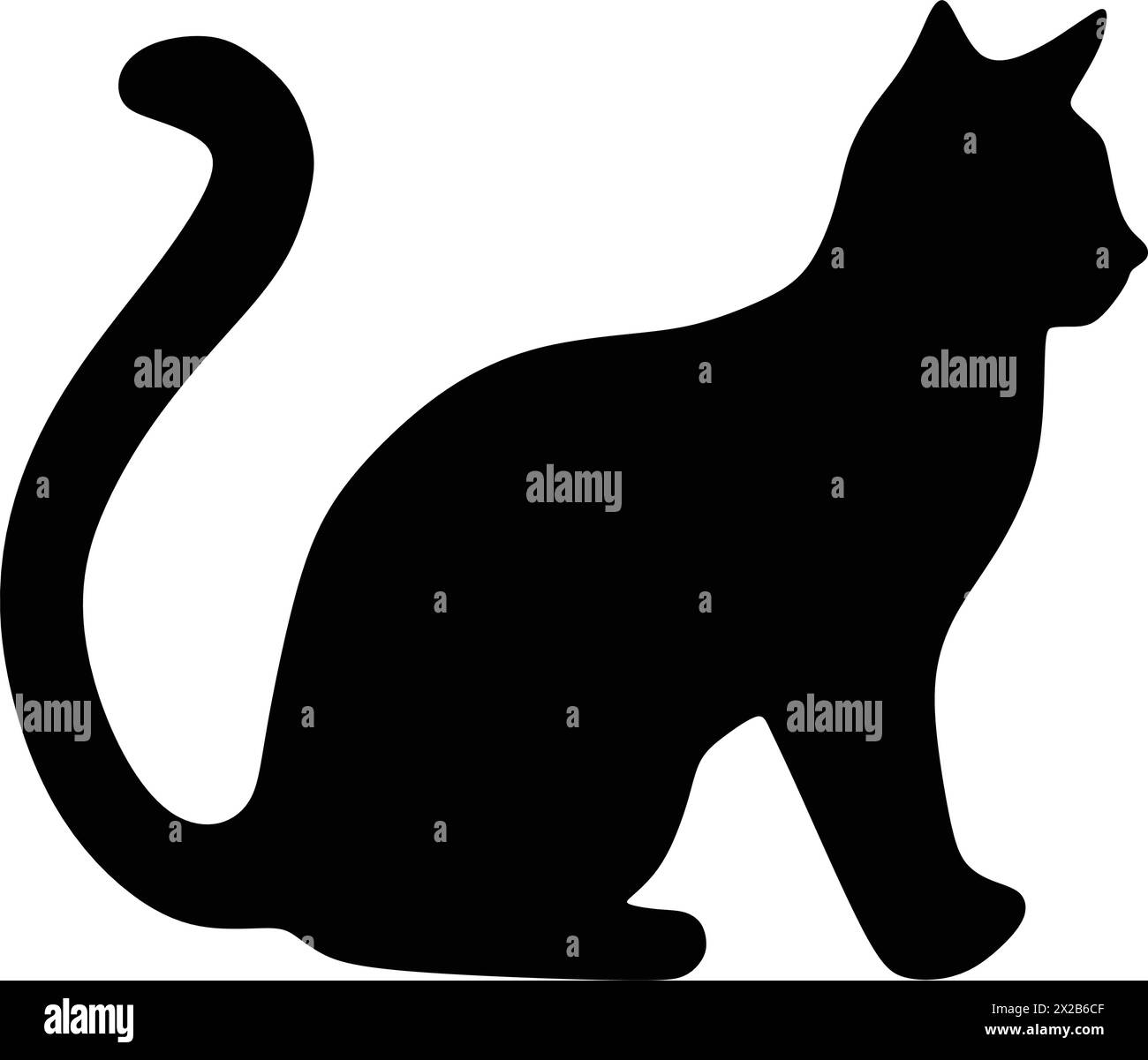 Cat silhouette icon, vector black cat minimal shape kitty clip art in ...