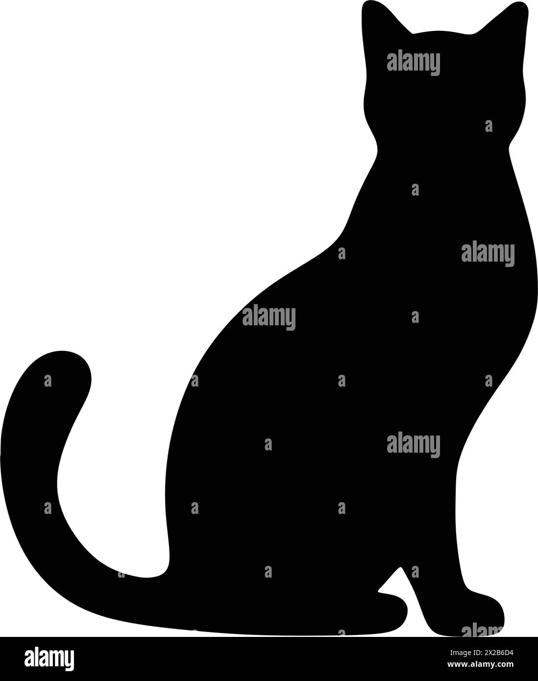 Cat silhouette icon, vector black cat minimal shape kitty clip art in ...