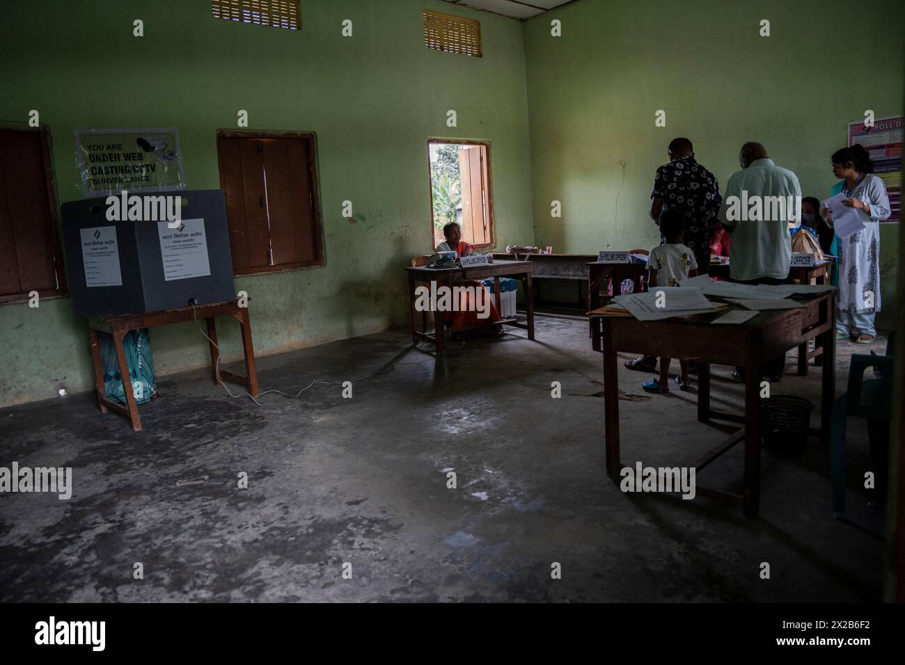 BOKAKHAT, INDIA, APRIL 19: Voters at a polling station to cast their ...