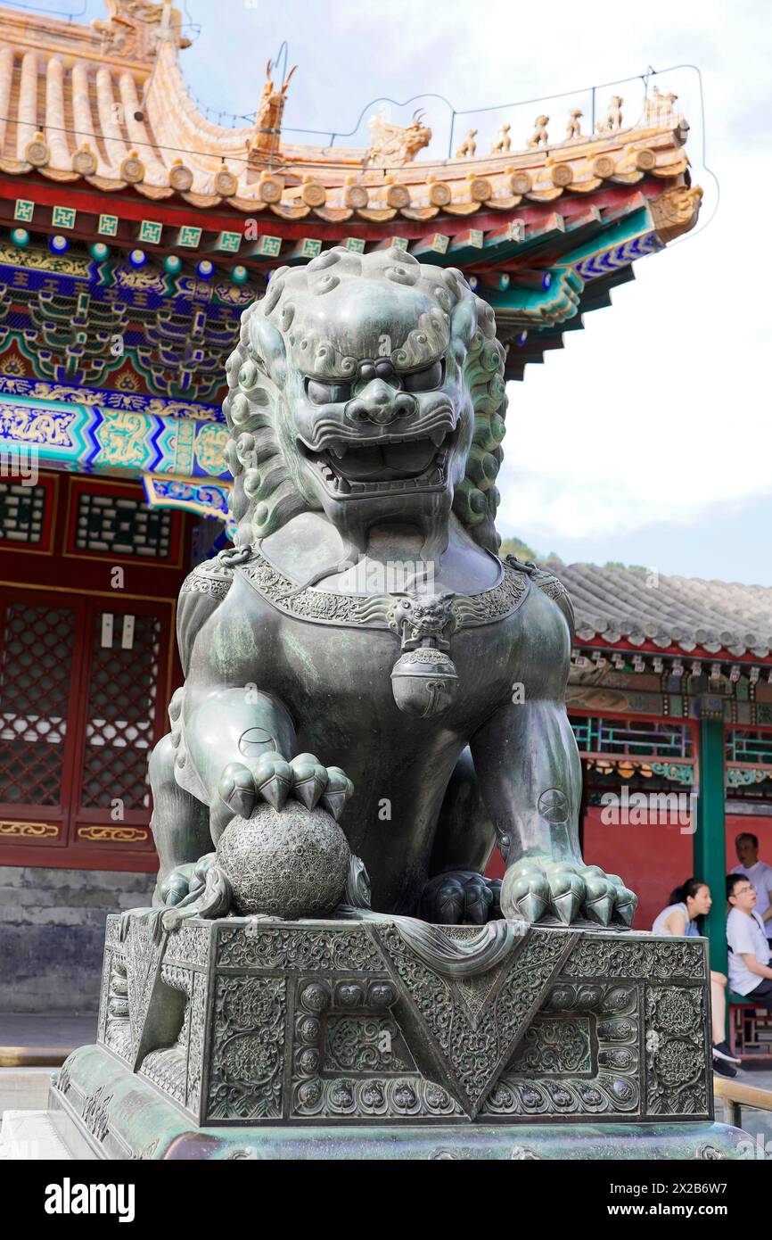 New Summer Palace, Beijing, China, Asia, An imposing stone statue of a ...