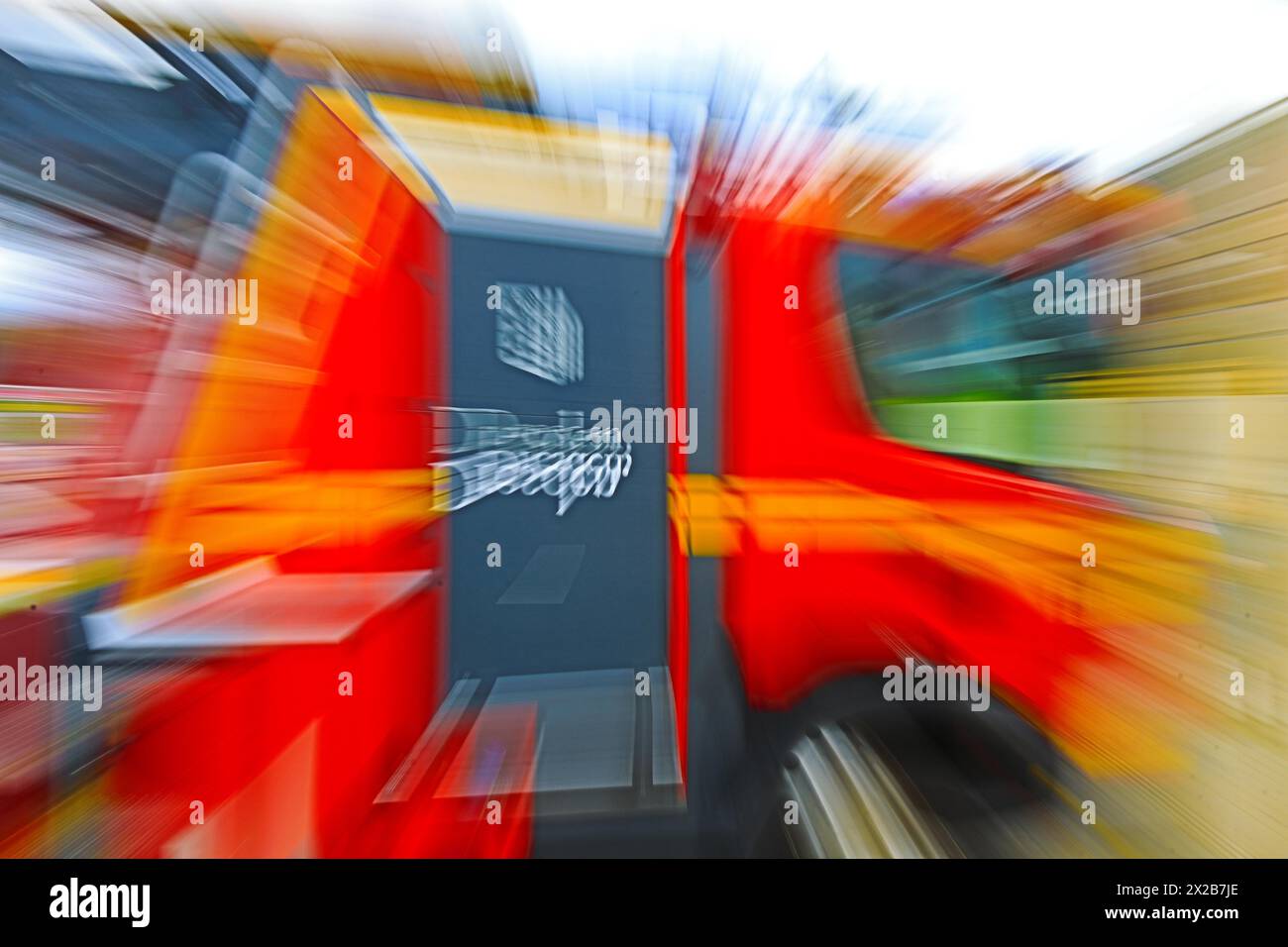 A fire engine at full speed with clear motion blur Stock Photo - Alamy