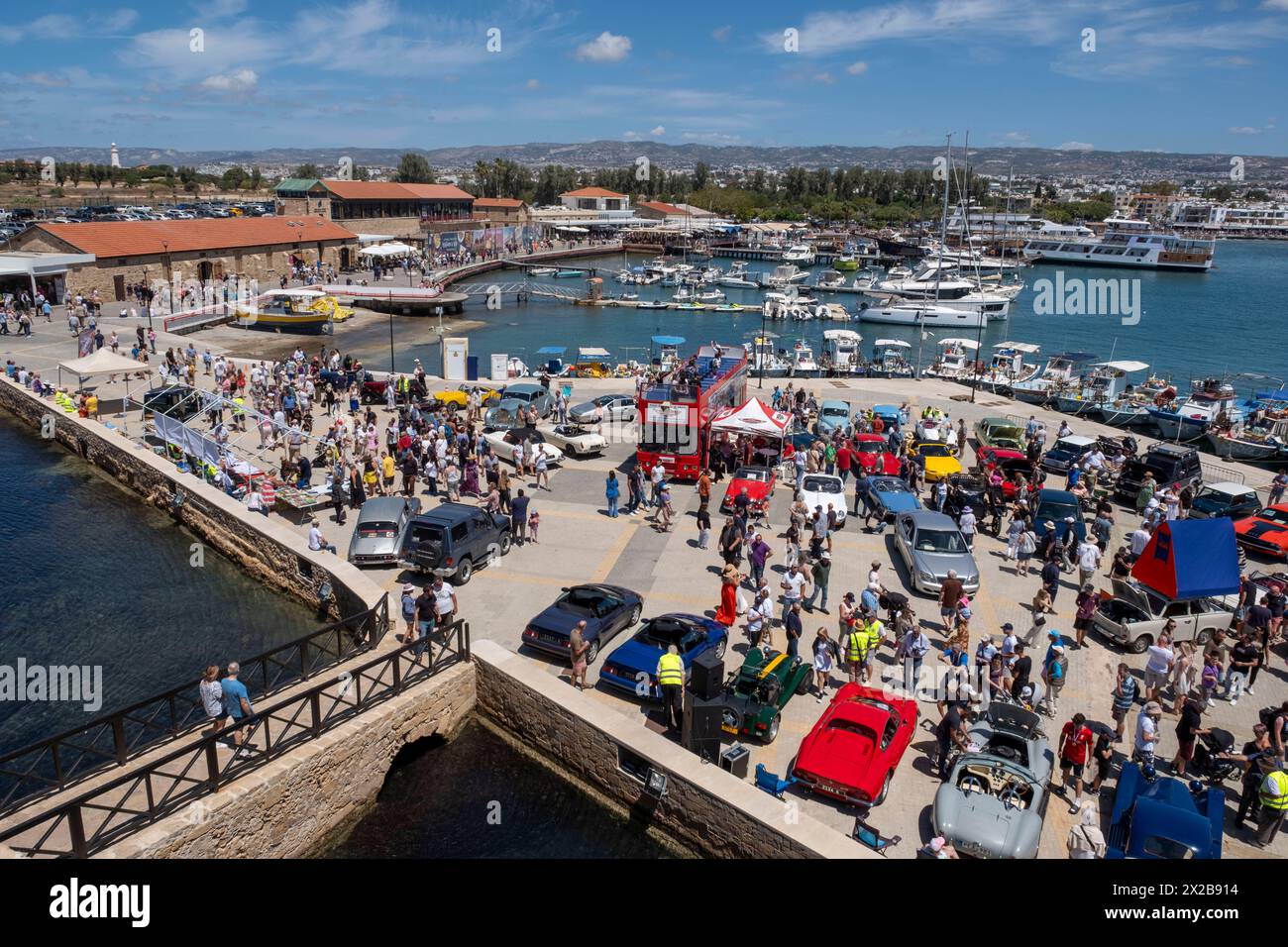 General view of the Paphos Classic Vehicle Club Harbour show, Paphos ...