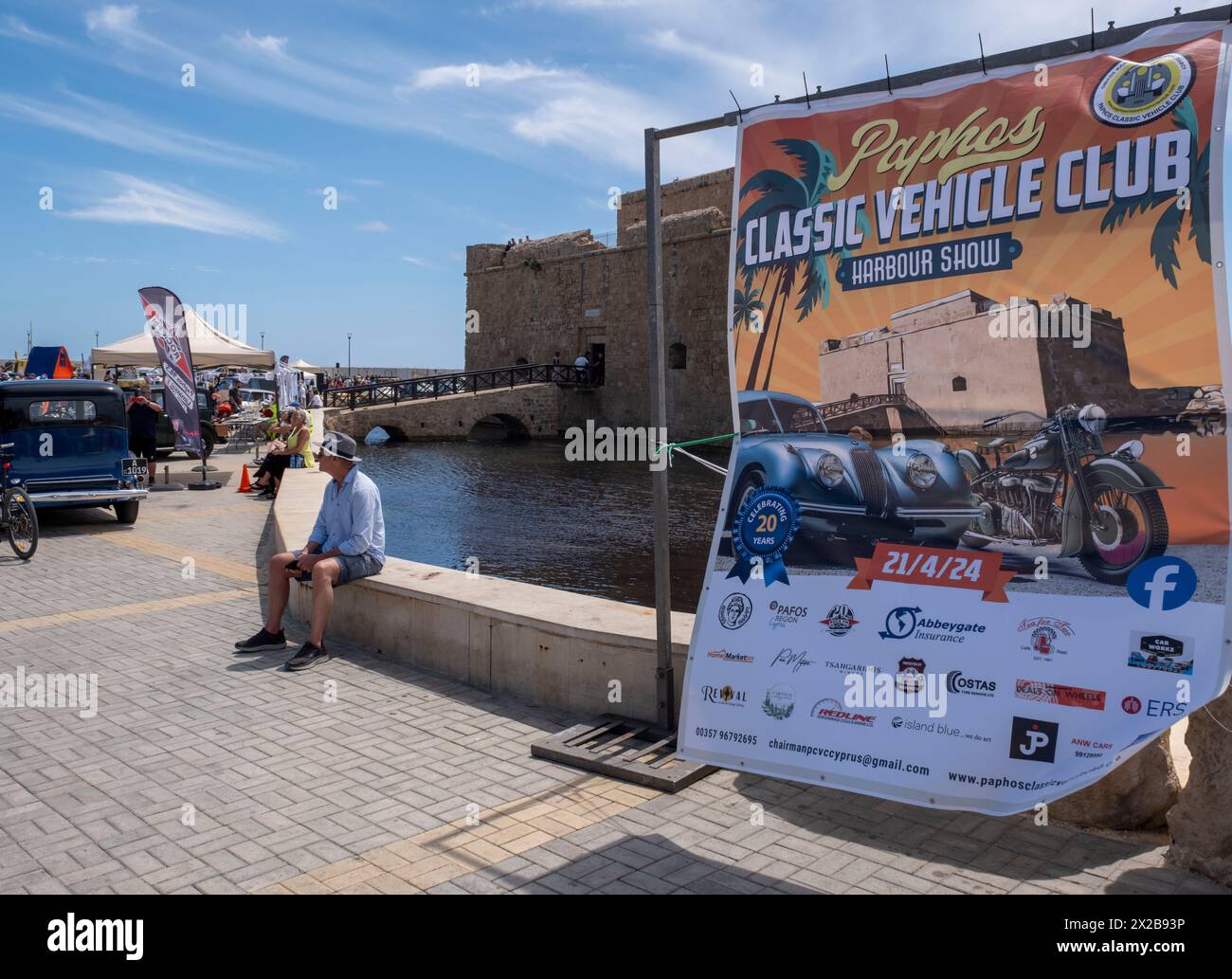 General view of the Paphos Classic Vehicle Club Harbour show, Paphos ...