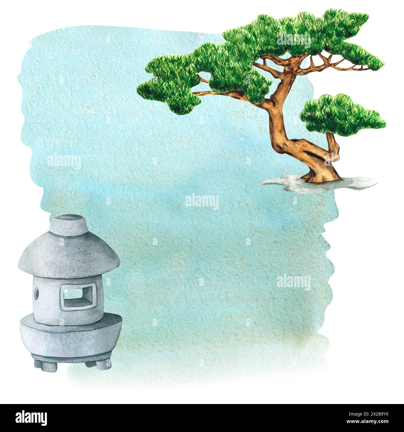 Stone Lantern and Bonsai tree of Pine for the Japanese Garden isolated ...