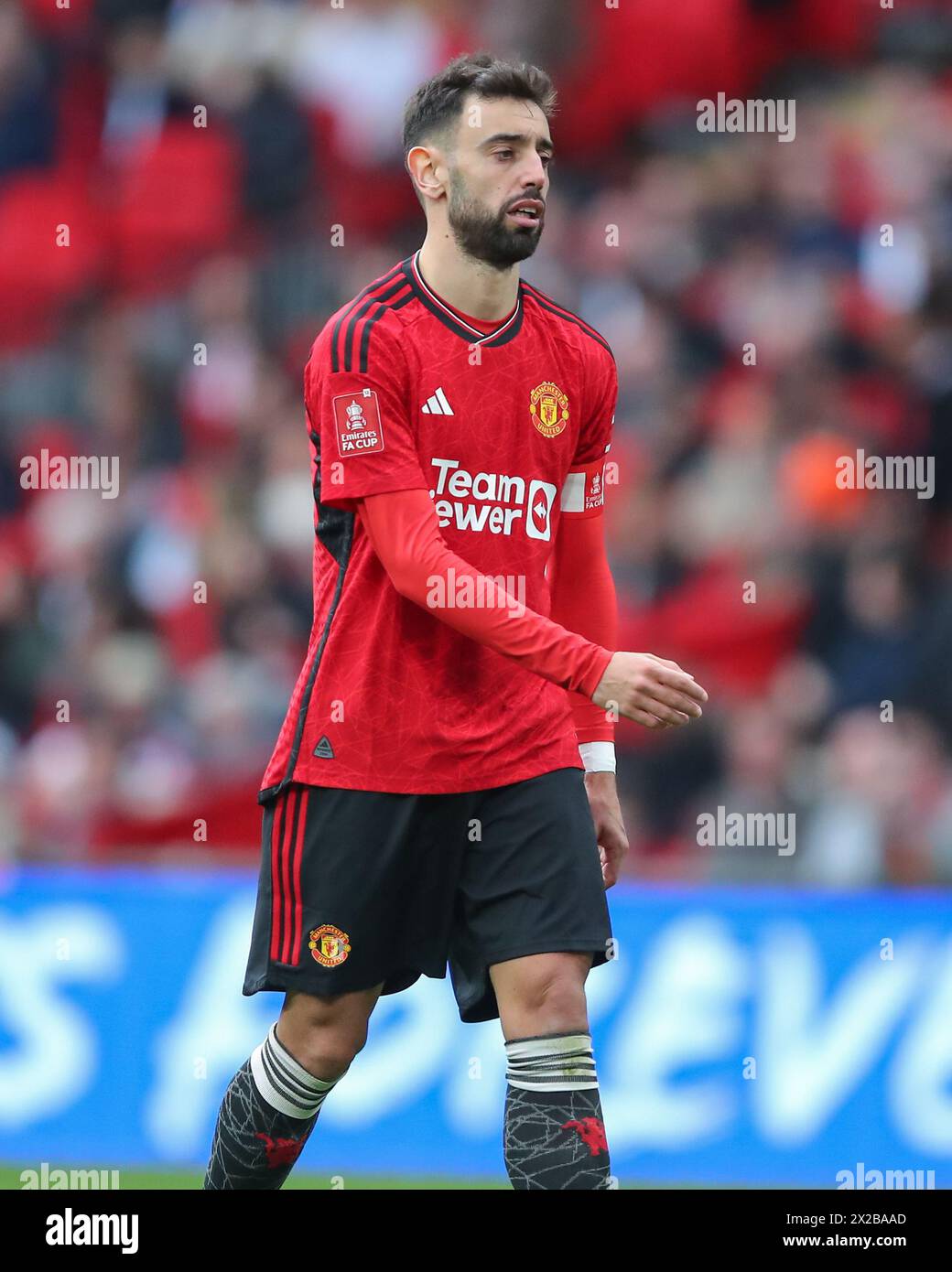 Bruno Fernandes of Manchester United, during the Emirates FA Cup Semi ...