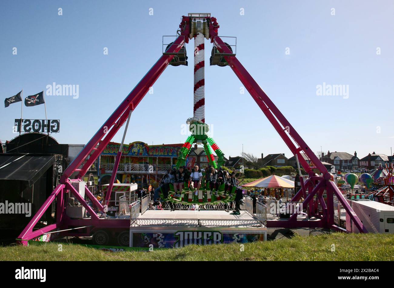A view of the JOKER, a scary ride at Taylor's funfair, Fleetwood ...
