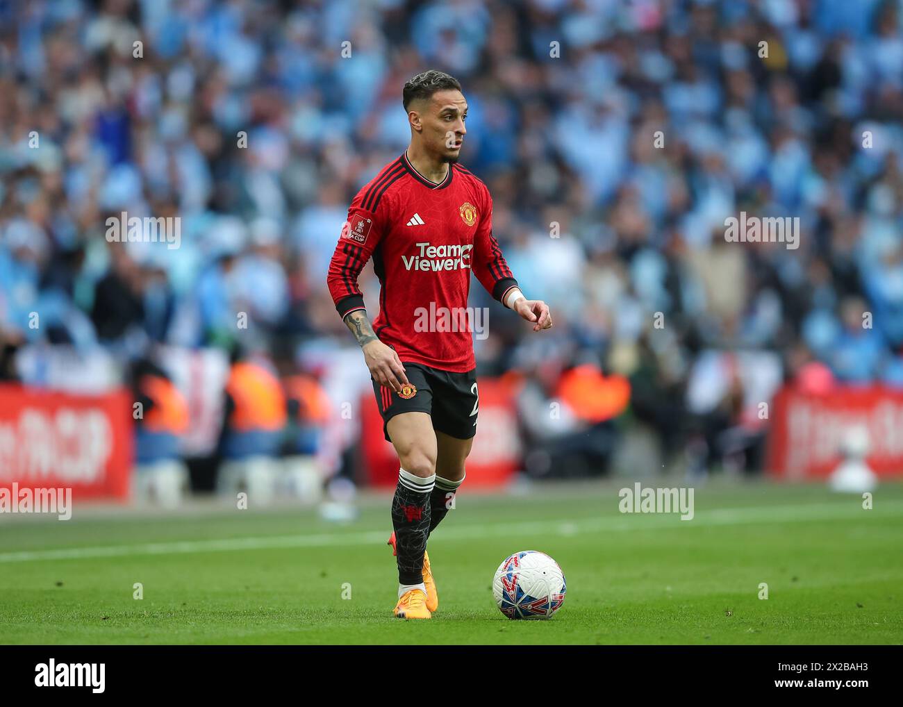 London, UK. 21st Apr, 2024. Antony of Manchester United breaks forward ...