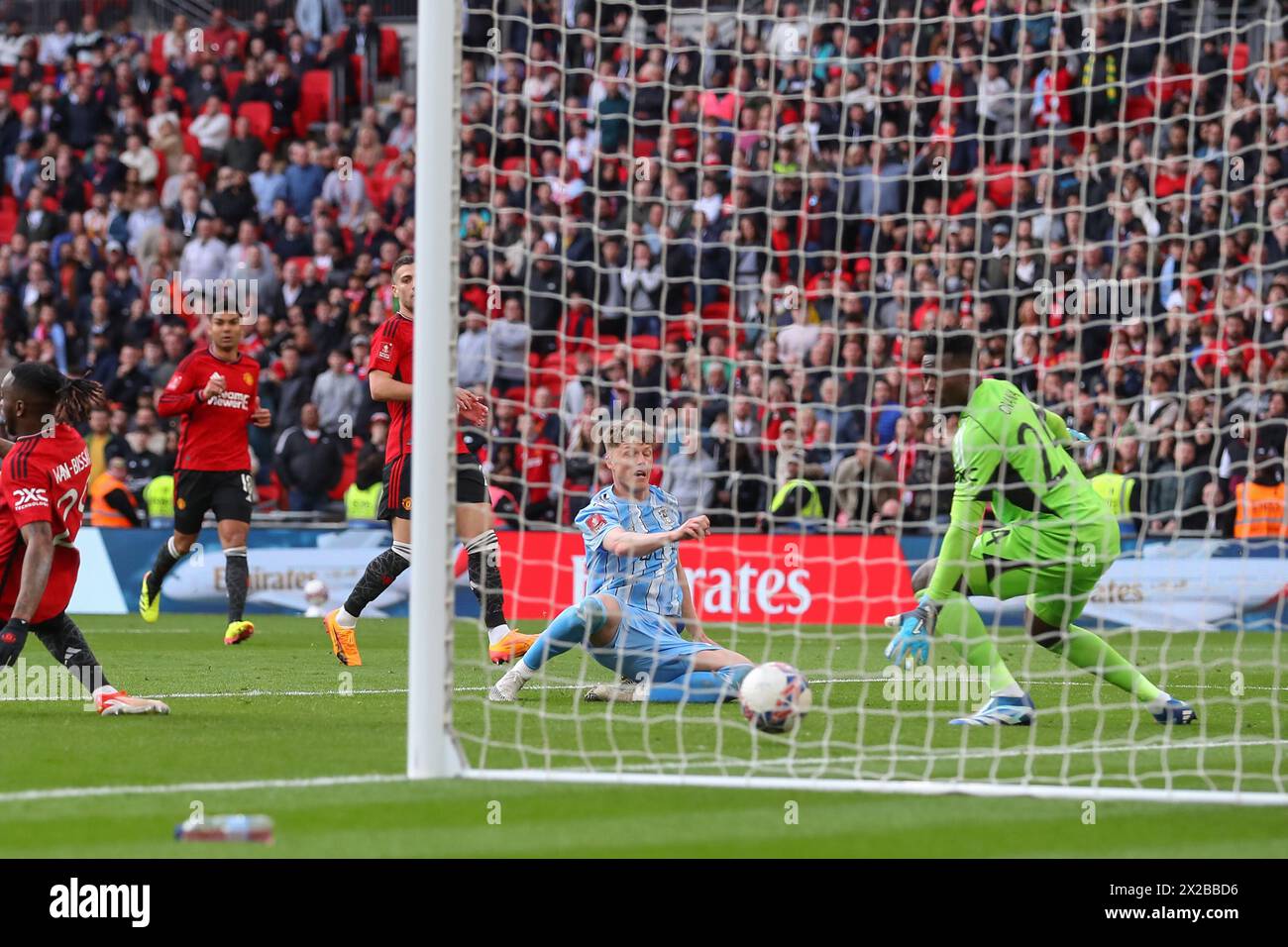 London, UK. 21st Apr, 2024. Victor Torp of Coventry City scores a goal ...