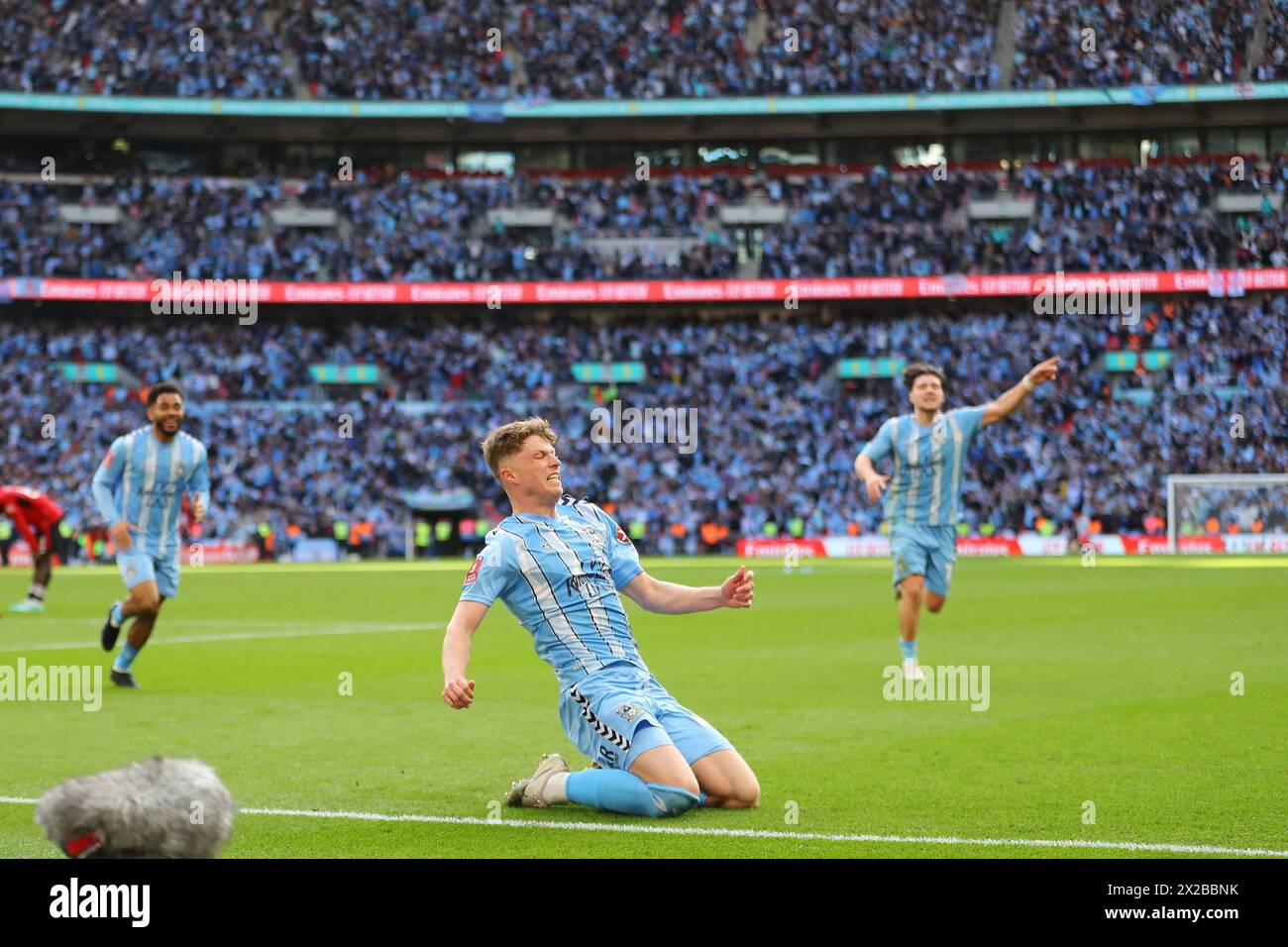 London, UK. 21st Apr, 2024. Victor Torp of Coventry City celebrates ...