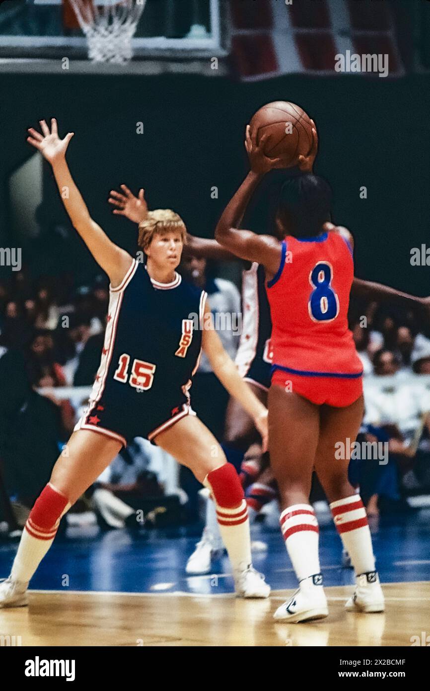 Ann Meyers (USA) competing in the USA Women's Basketball at the 1979 ...