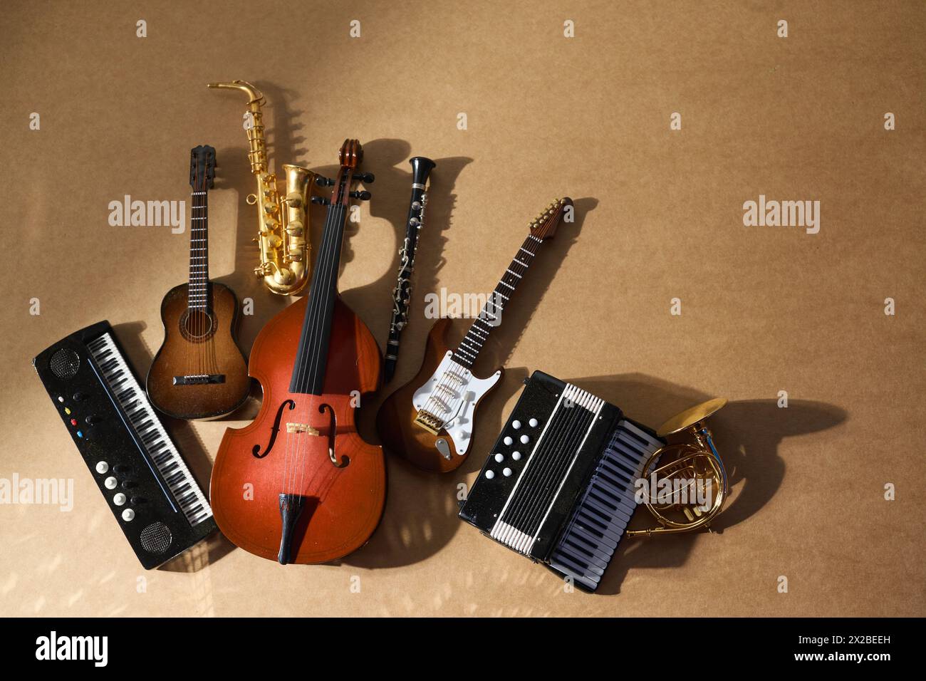 World music day. Assortment of Musical Instruments Stock Photo - Alamy