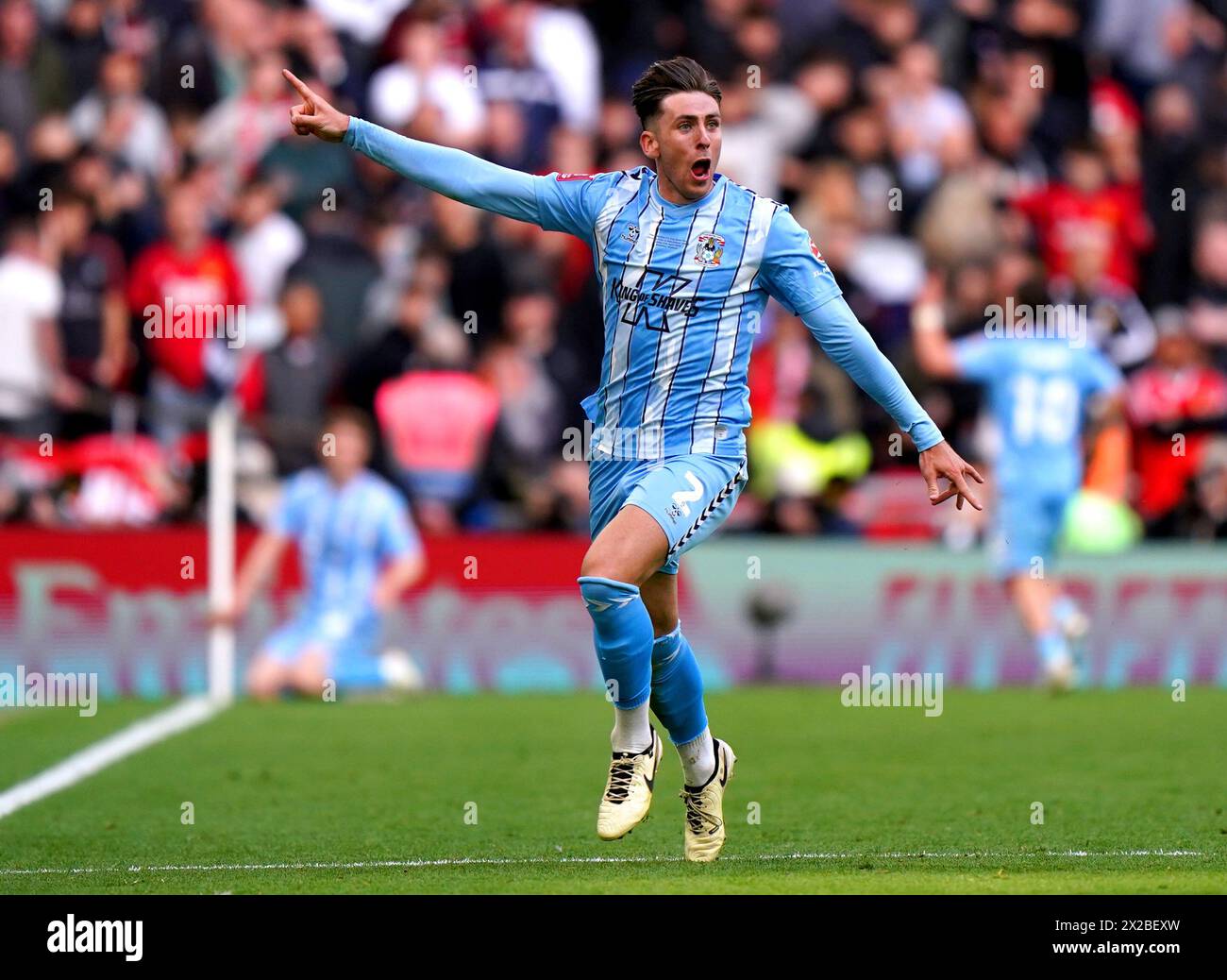 Coventry City's Luis Binks celebrates after team-mate Victor Torp (not ...