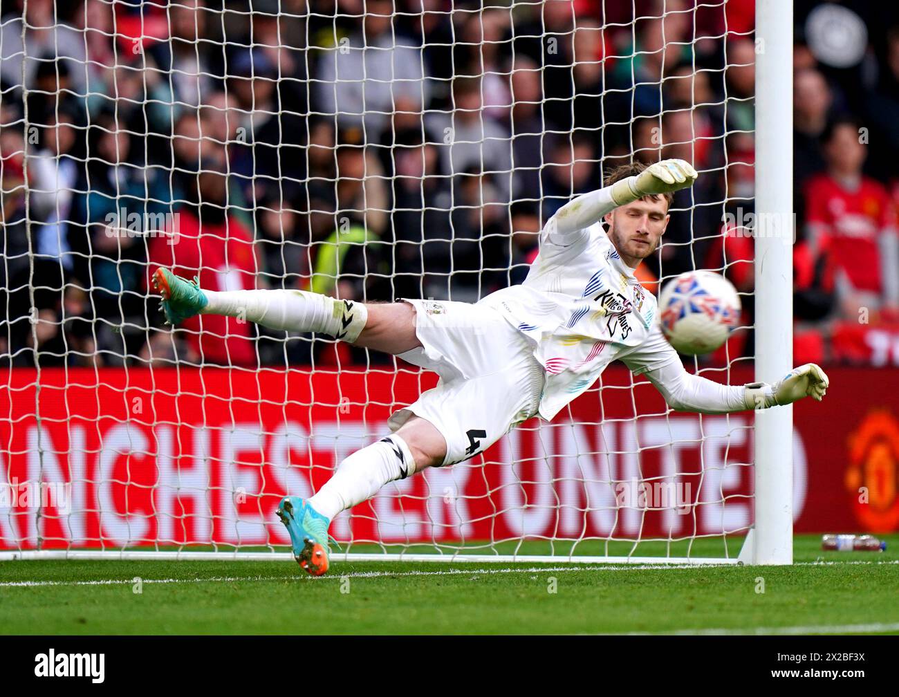 Coventry City goalkeeper Bradley Collins fails to make a save during ...