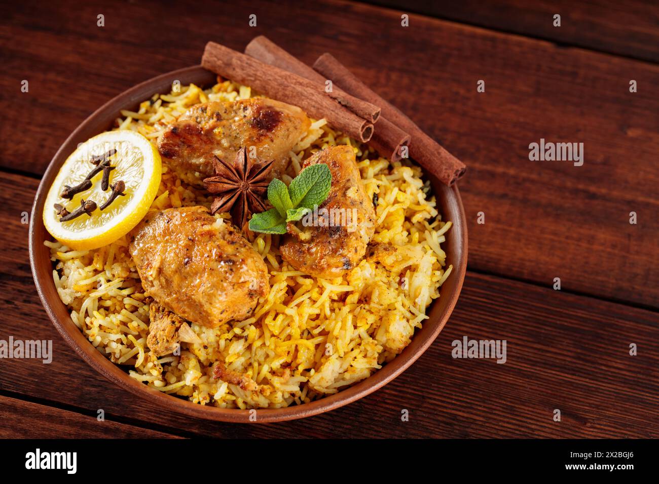Authentic Chicken Biryani Close-up, Traditional Indian Dish of Rice and ...