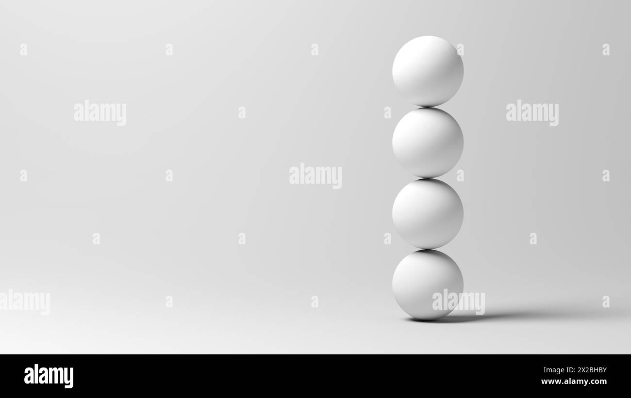 Balance. Four white spheres. 3d illustration Stock Photo - Alamy