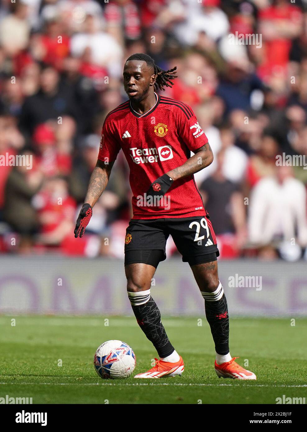 Manchester United's Aaron Wan-Bissaka during the Emirates FA Cup semi ...