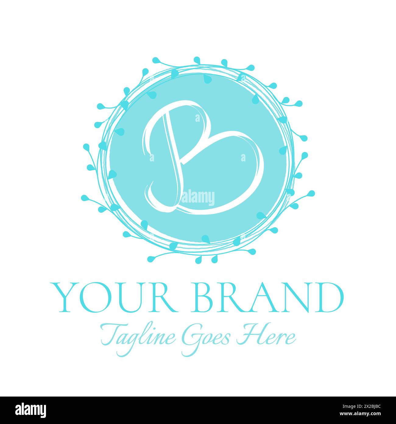 B Letter Turquoise Round Floral Logo Stock Vector Image & Art - Alamy