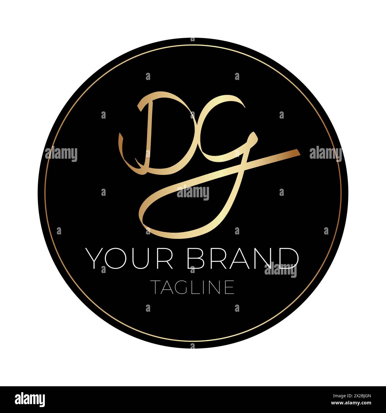 Elegant DG Handwritten Letters Initial Clean Business Logo Stock Vector ...