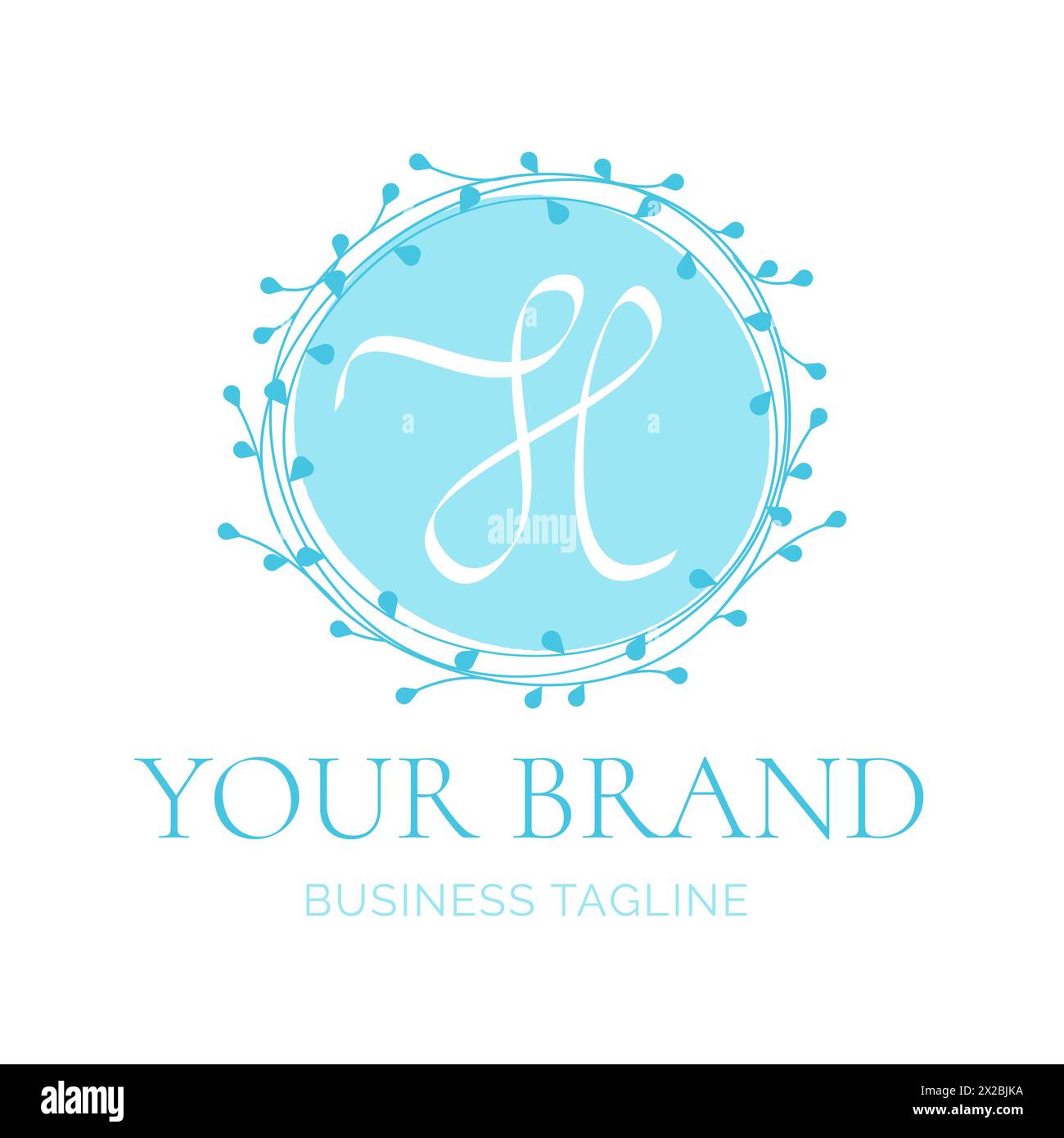 H Letter Blue Round Floral Logo Stock Vector Image & Art - Alamy
